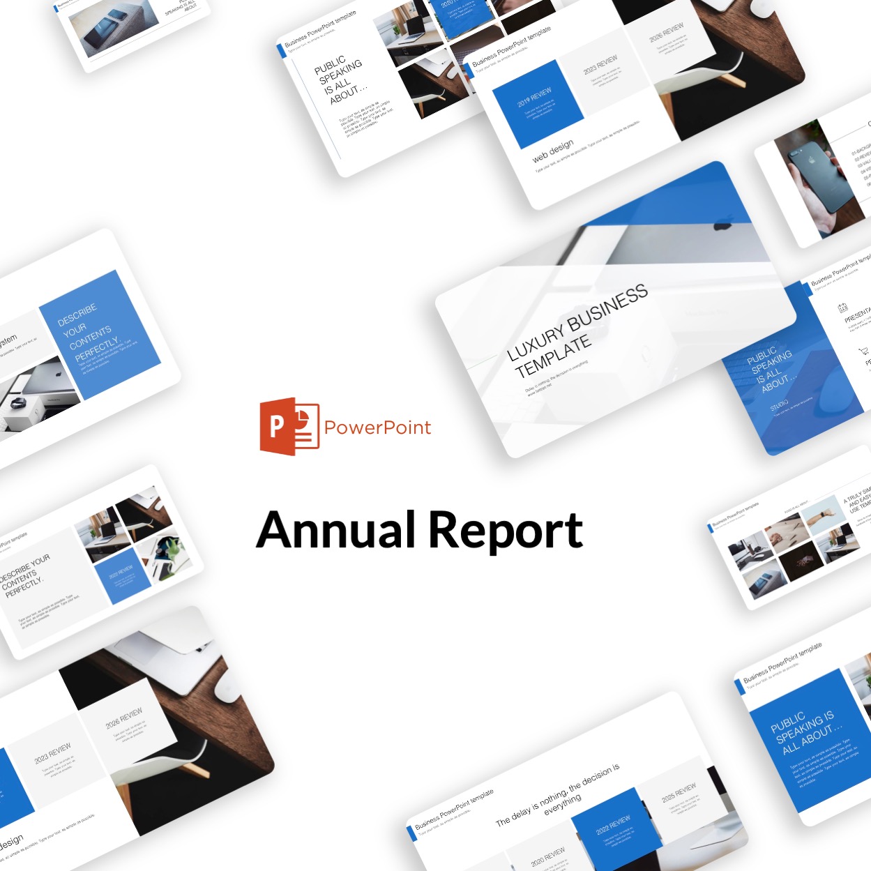 Blue Business Annual Report PowerPoint Template – Original and High ...