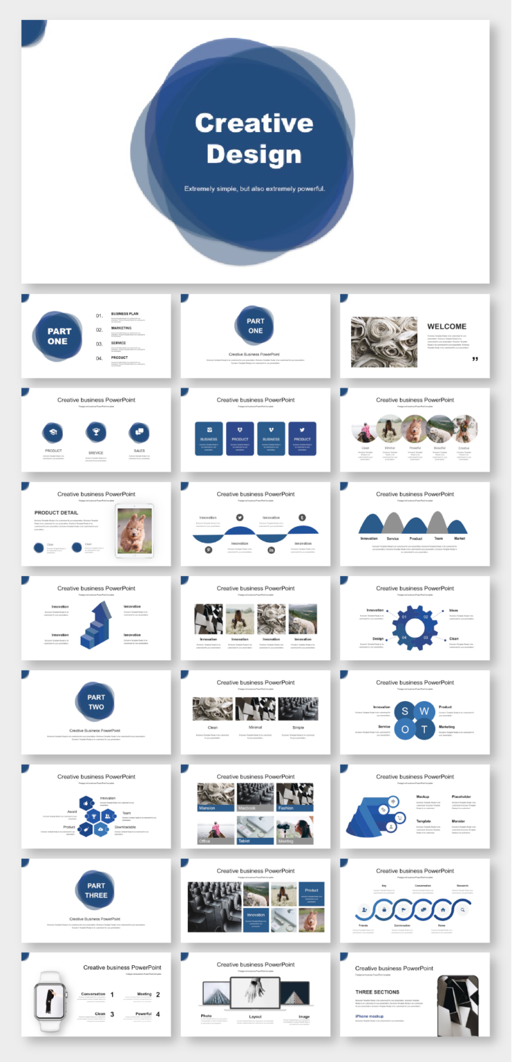 Blue Simple Business Report PowerPoint Template – Original and High ...
