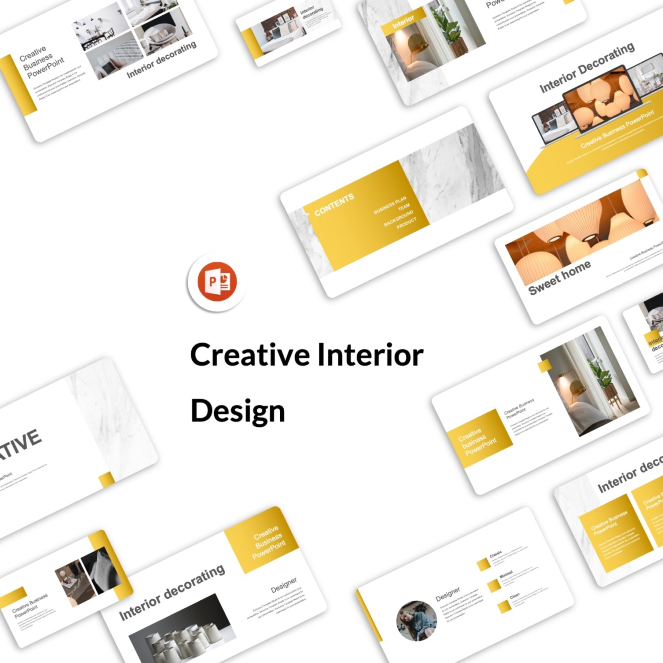 Golden Creative Interior Design PowerPoint Template – 2026 Trending ...