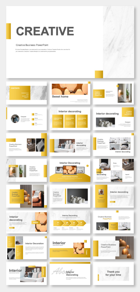 Google Slides-Golden Creative Interior Design PowerPoint Template ...