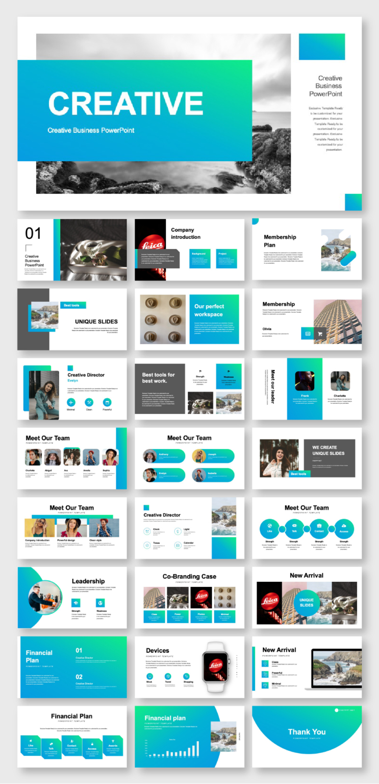 Blue & Green Business Plan PowerPoint Template – Original and High ...