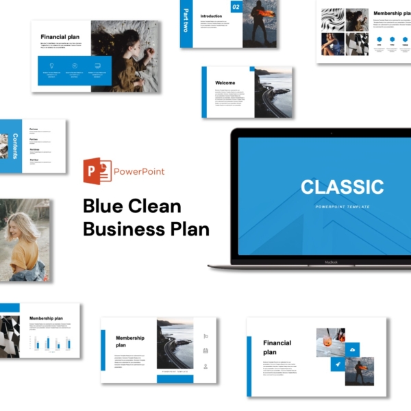 Blue Clean Business Plan Presentation Template Original And High