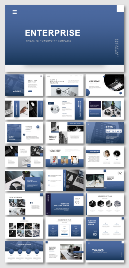 2 in 1 Blue & Gray Business Presentation Template – Original and High ...