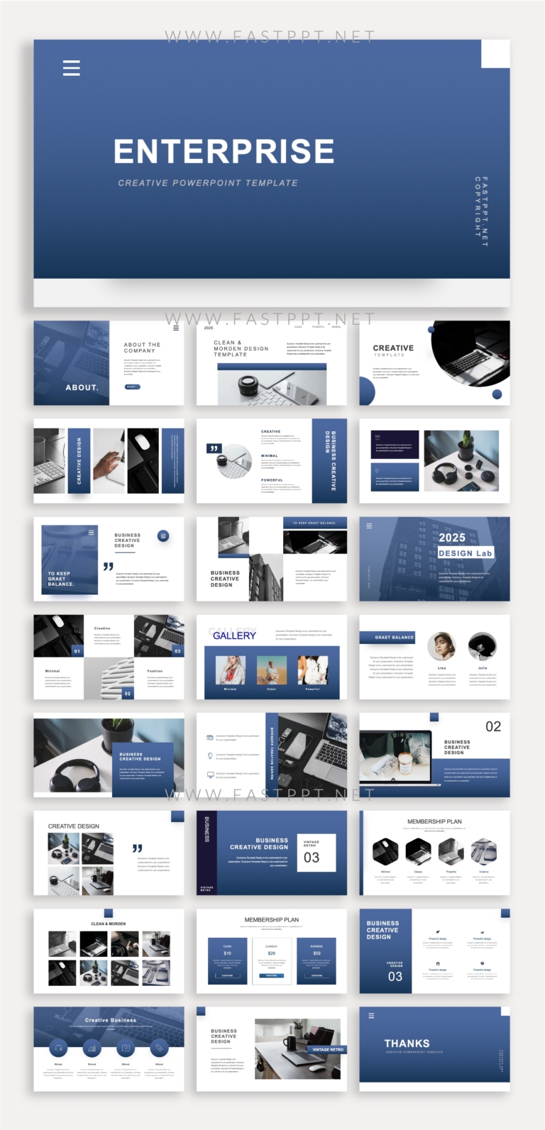 2 in 1 Blue & Gray Business Presentation Template – Original and High ...