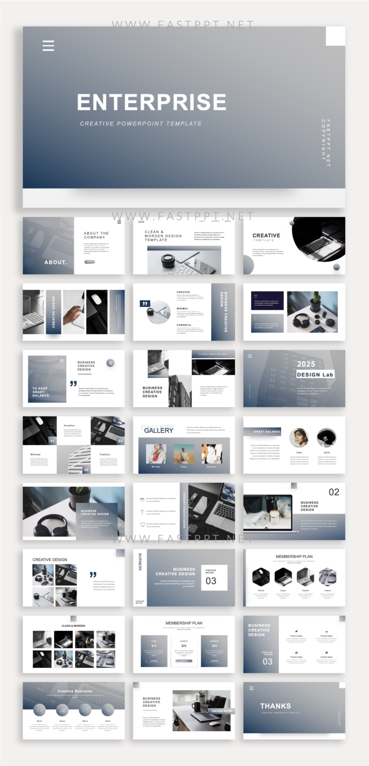 2 in 1 Blue & Gray Business Presentation Template – Original and High ...