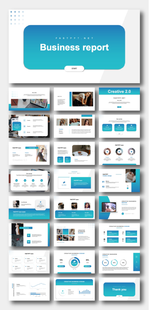 2 in 1 Blue & Red Business Analyze Report Template – Original and High ...