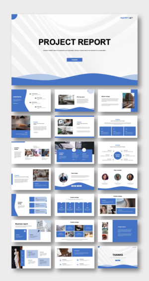 Blue White Project Report PowerPoint Template – Original and High ...