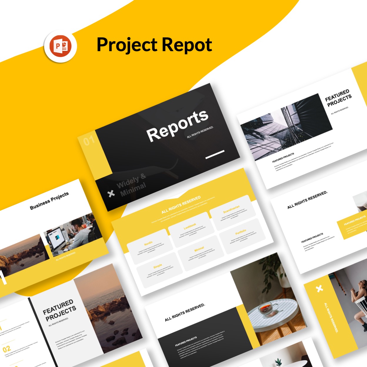 2 in 1 Red & Yellow Project Repot Template – 2026 Trending PowerPoint ...