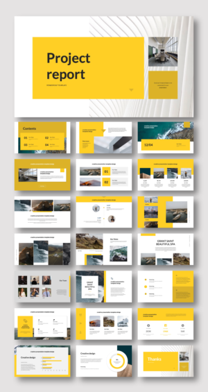 Google Slides-Blue & Yellow Creative Report PowerPoint Template ...