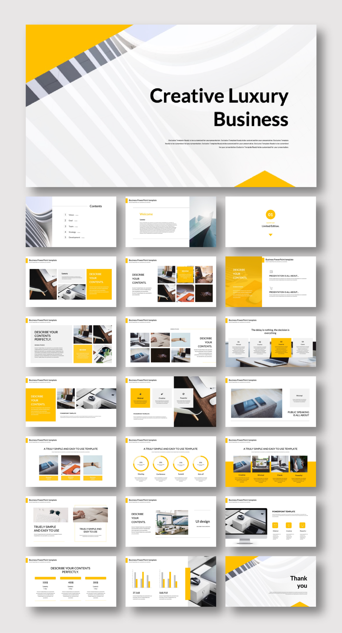 Clean Yellow Creative Report PowerPoint Template – Original and High ...