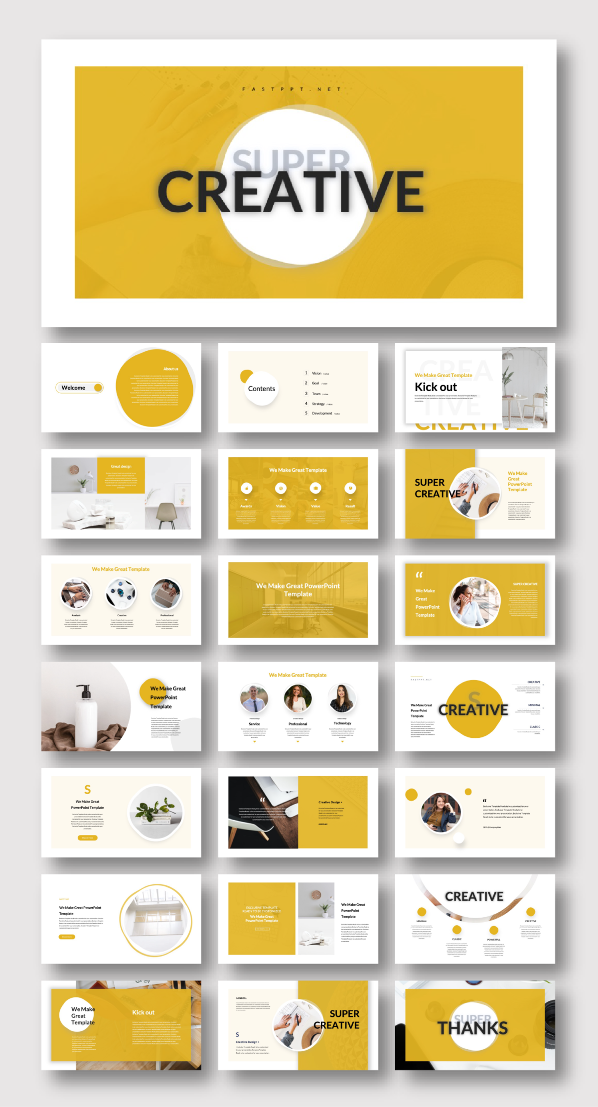 CREAM-Yellow Creative Marketing PowerPoint Template – Original and High ...