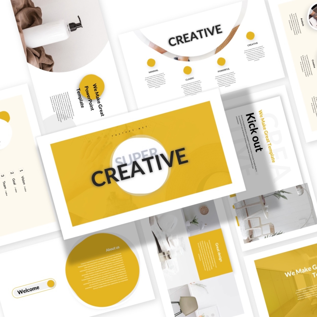 CREAM-Yellow Creative Marketing PowerPoint Template – Original and High ...