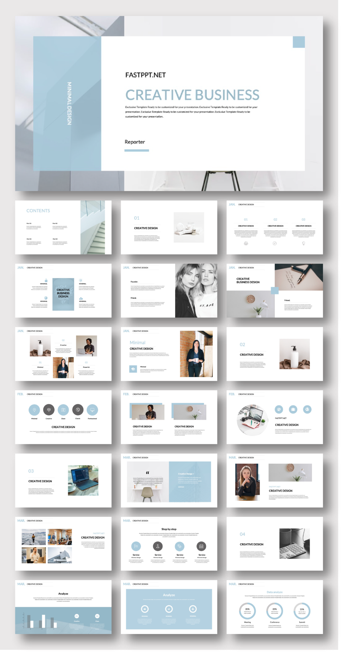 Clean Blue Project Report PowerPoint Template – Original and High ...