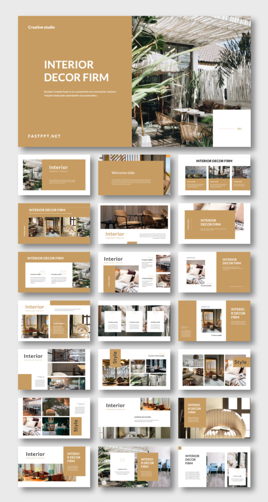 Clean Simple Home Interior Project PowerPoint Template – Original and ...