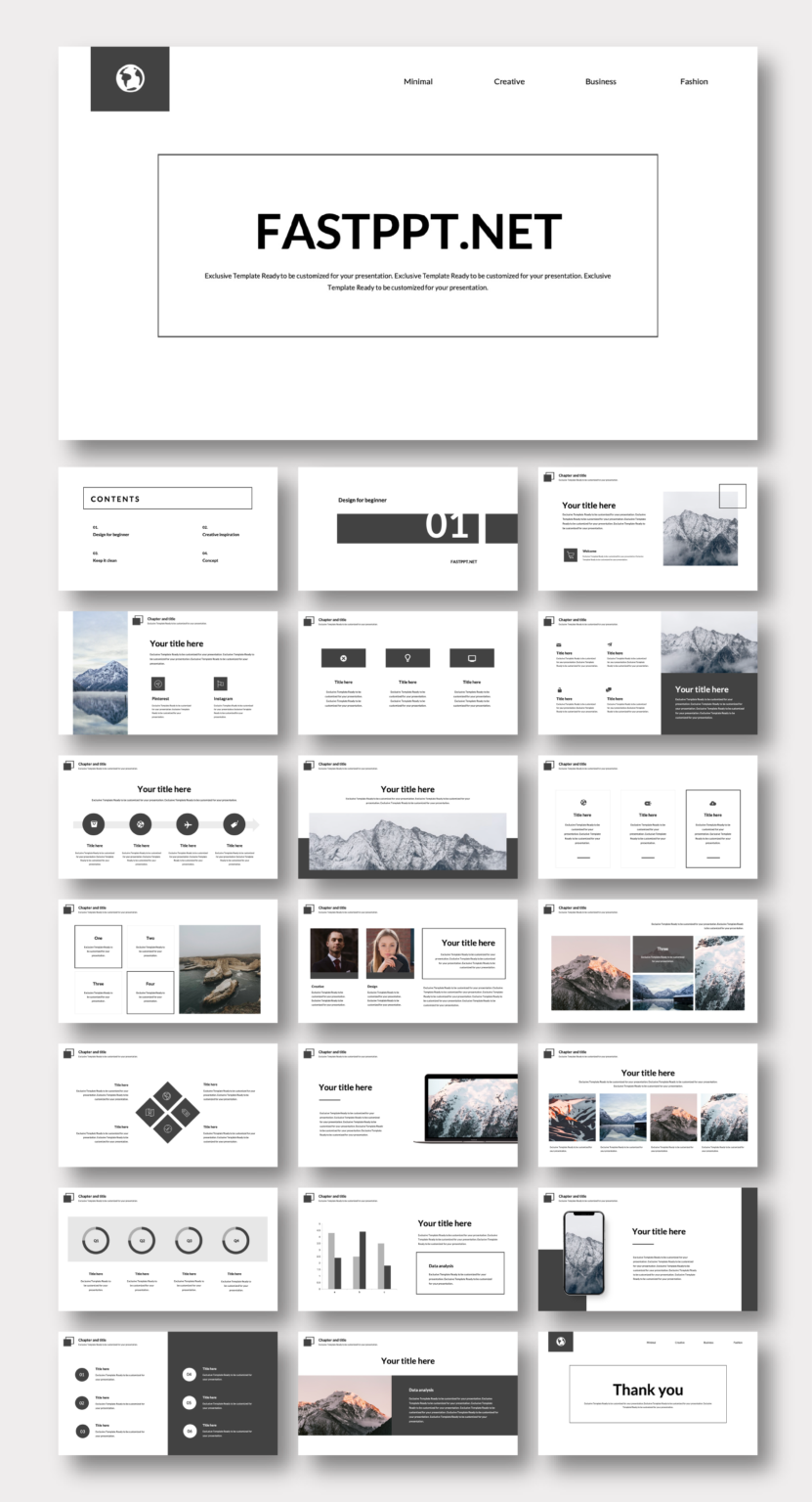Minimal Black White Business Report PowerPoint Template – Original and ...