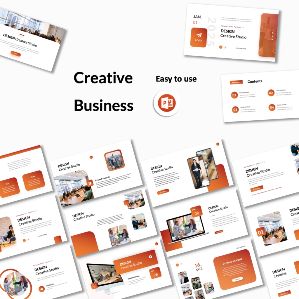 Powerful Gradient Blue Orange PowerPoint Template – Original and High ...