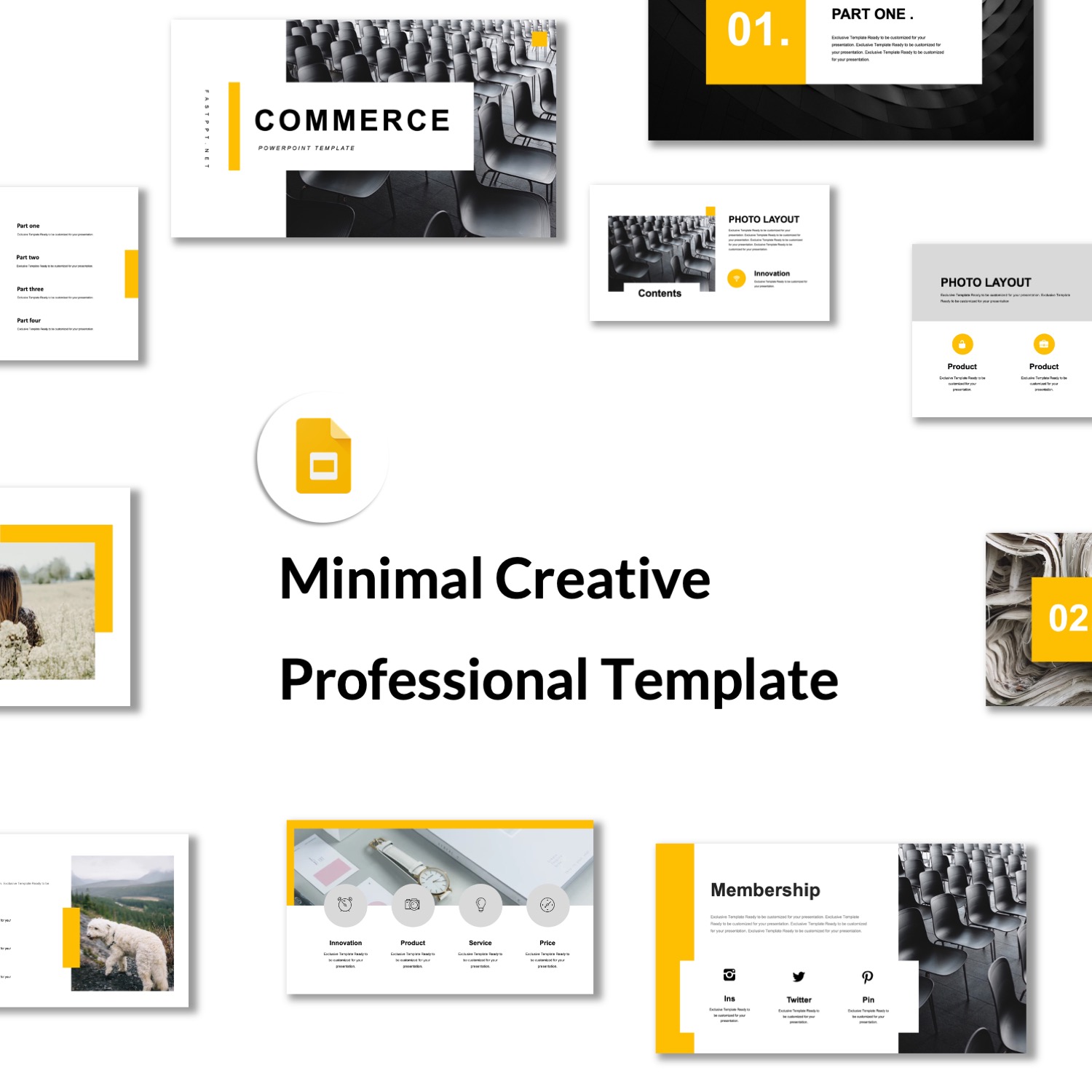 Google Slides-3 in 1 Minimal Creative Professional PowerPoint Template ...