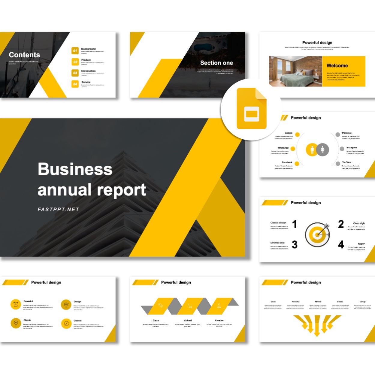 Google Slides-Black Yellow Annual Report Presentation Template ...