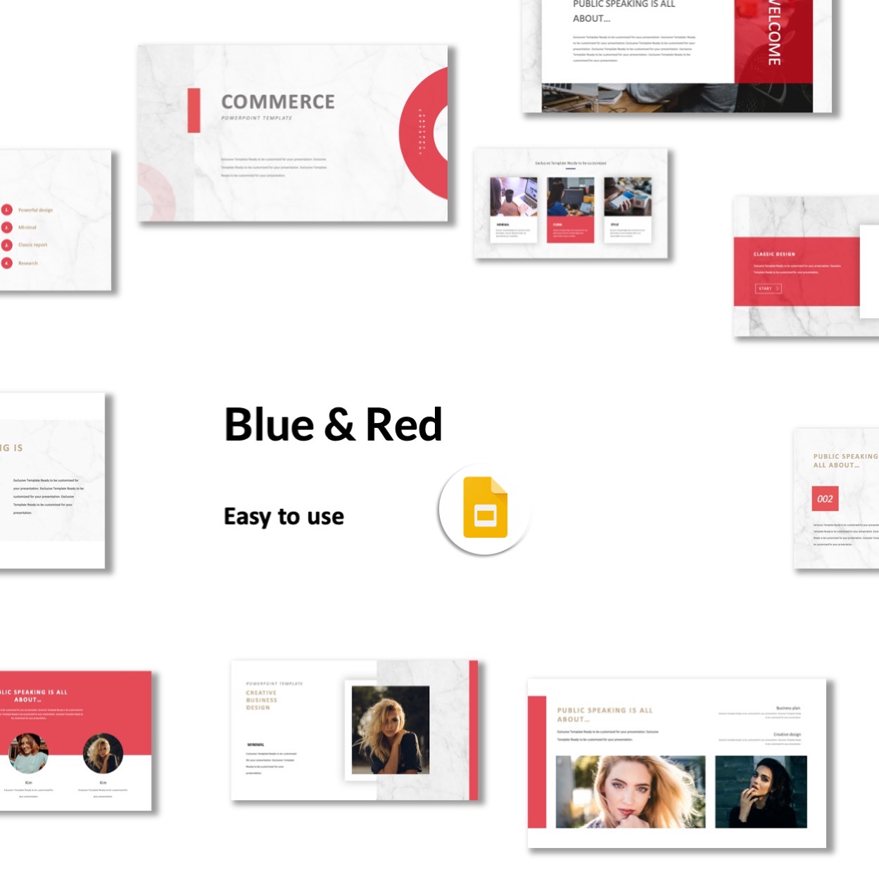 Google Slides-2 in 1 Blue & Red Creative PowerPoint Template – Original ...