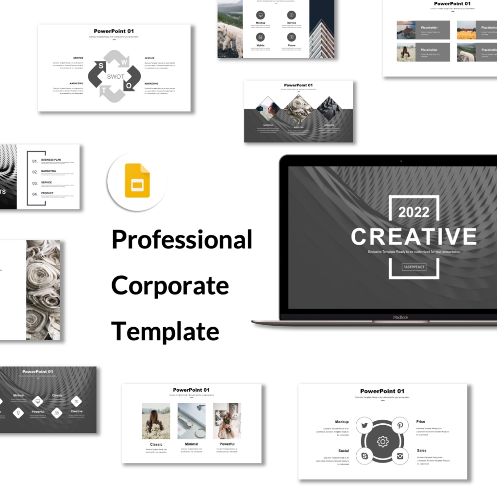 Google Slides-Black White Simple Business Report PowerPoint Template ...
